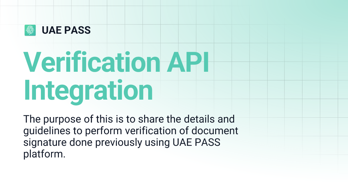 Verification API Integration | UAE PASS