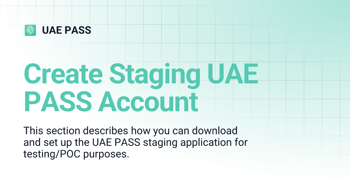 Create Staging UAE PASS Account | UAE PASS
