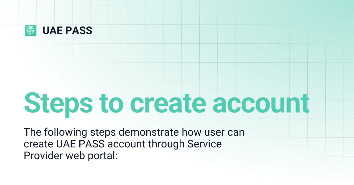 Steps to create account | UAE PASS